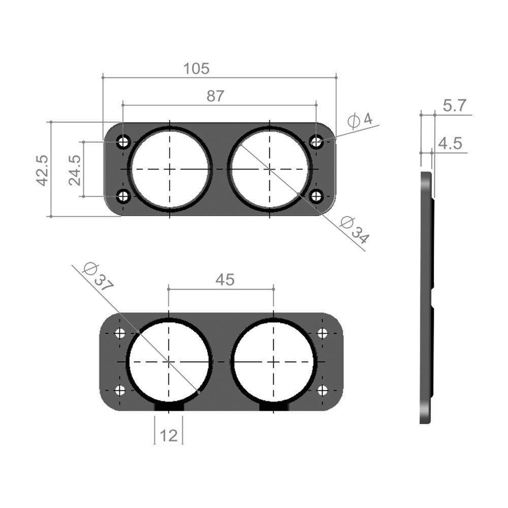 Offgridtec front installation frame for 2 sockets with screws